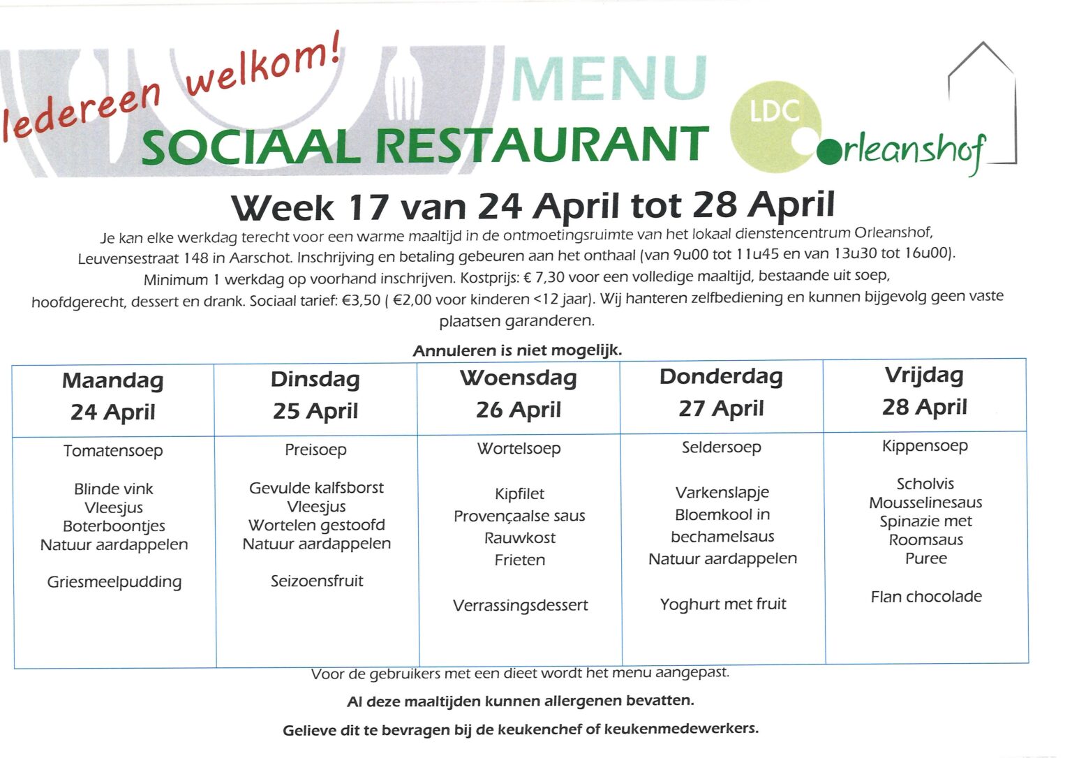 Sociaal restaurant “Welkom” – LDC Aarschot – Orleanshof